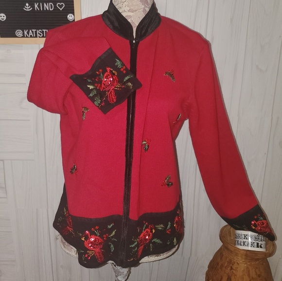 Tiara | Sweaters | Tiara Intl Cardigan Ornate Cardinal Cardigan Xl ...